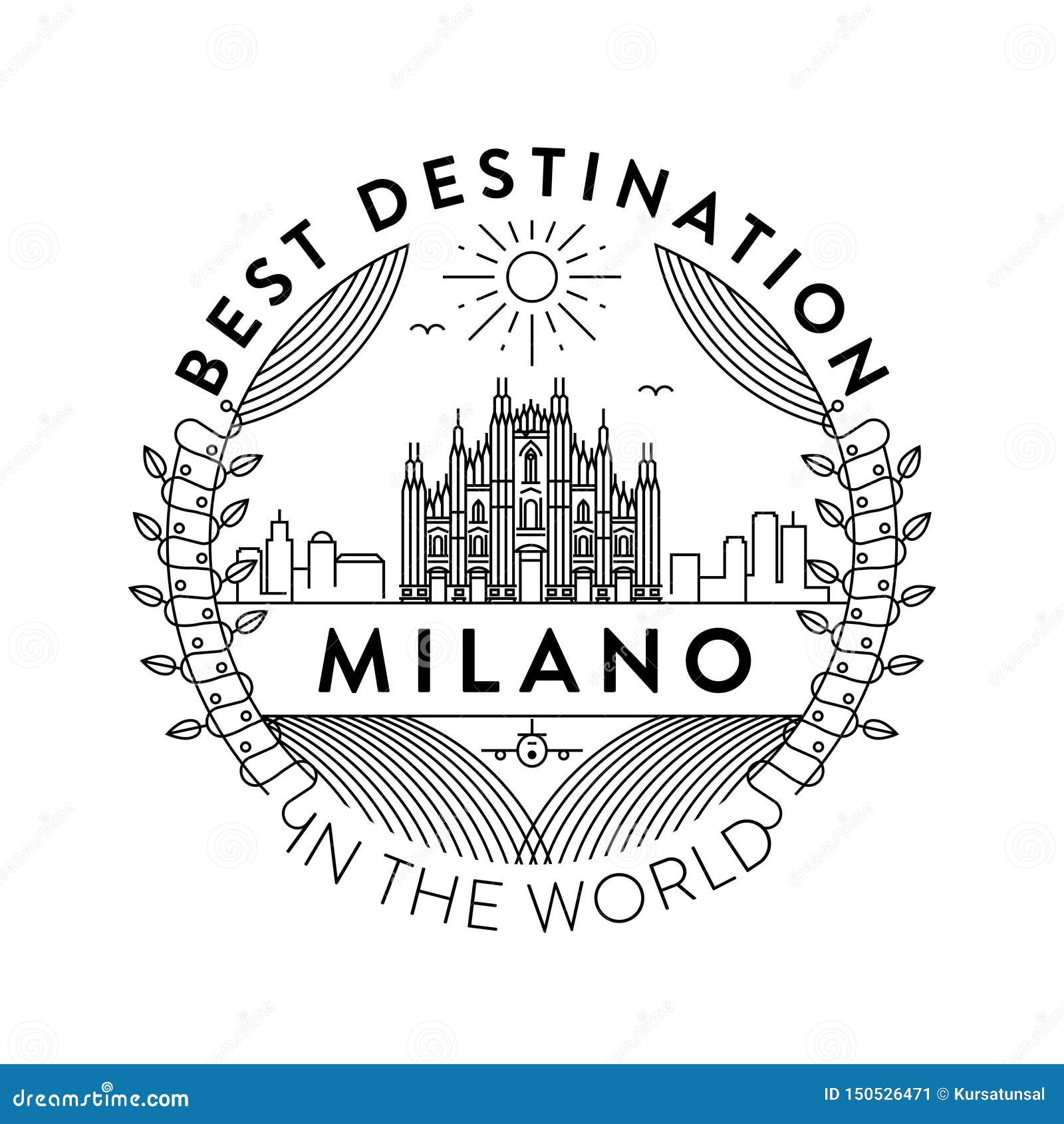 Vector Milano City Badge, Linear Style Stock Illustration ...