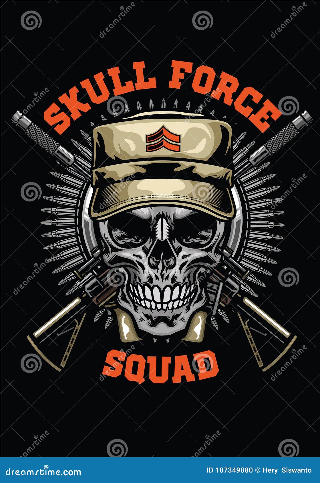 Military skull design stock vector. Illustration of bullet - 107349080