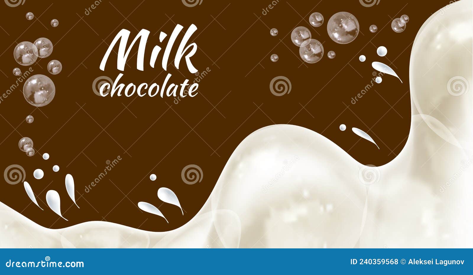 Vector Milk Chocolate Background, Milky Waves and Splashes on the Brown ...