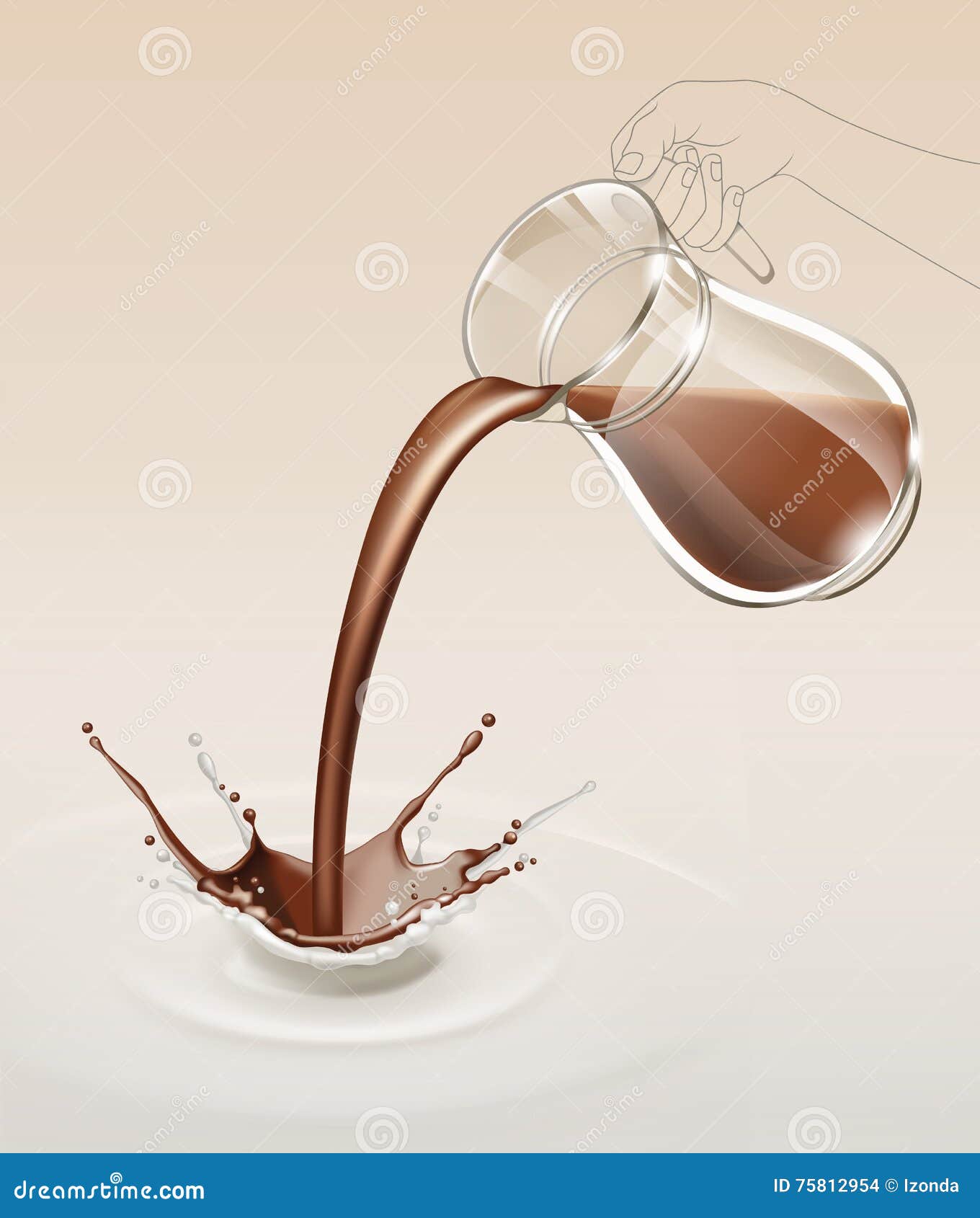 Vector Milk Chocolate Splash Stream Flow from Glass Jug Stock Vector ...