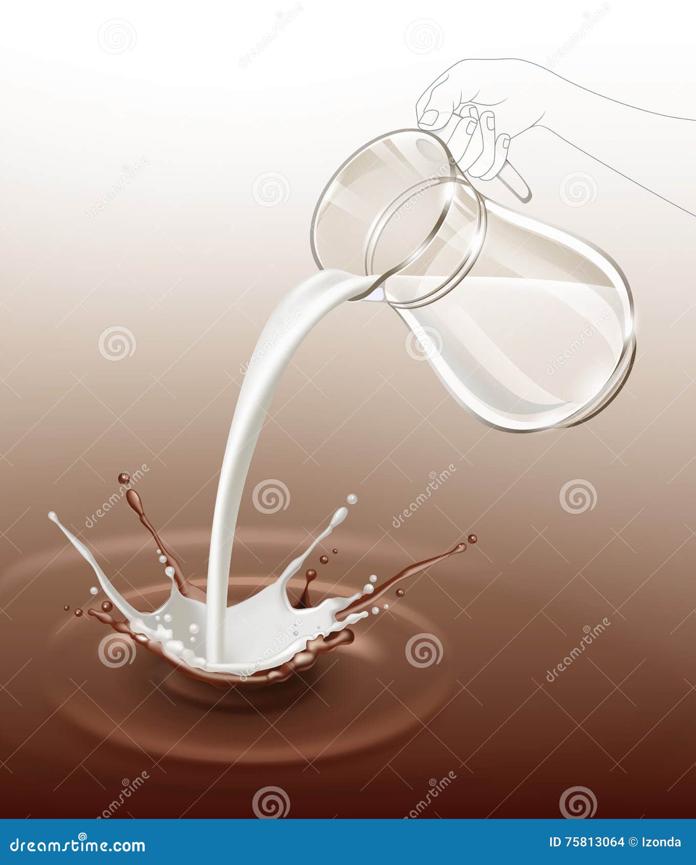 Vector Milk Chocolate Splash Stream Flow From Glass Jug | CartoonDealer ...