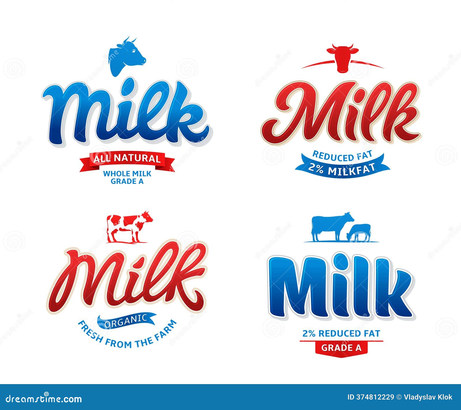 Vector Milk Labels For Milk Packaging Design | CartoonDealer.com #374812229