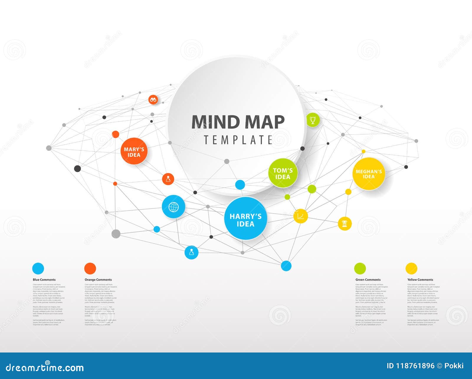 Vector Mind Map Template with Colorful Circles. Stock Vector ...