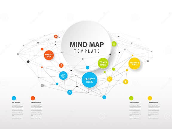 Vector Mind Map Template with Colorful Circles. Stock Vector - Illustration of color, company ...