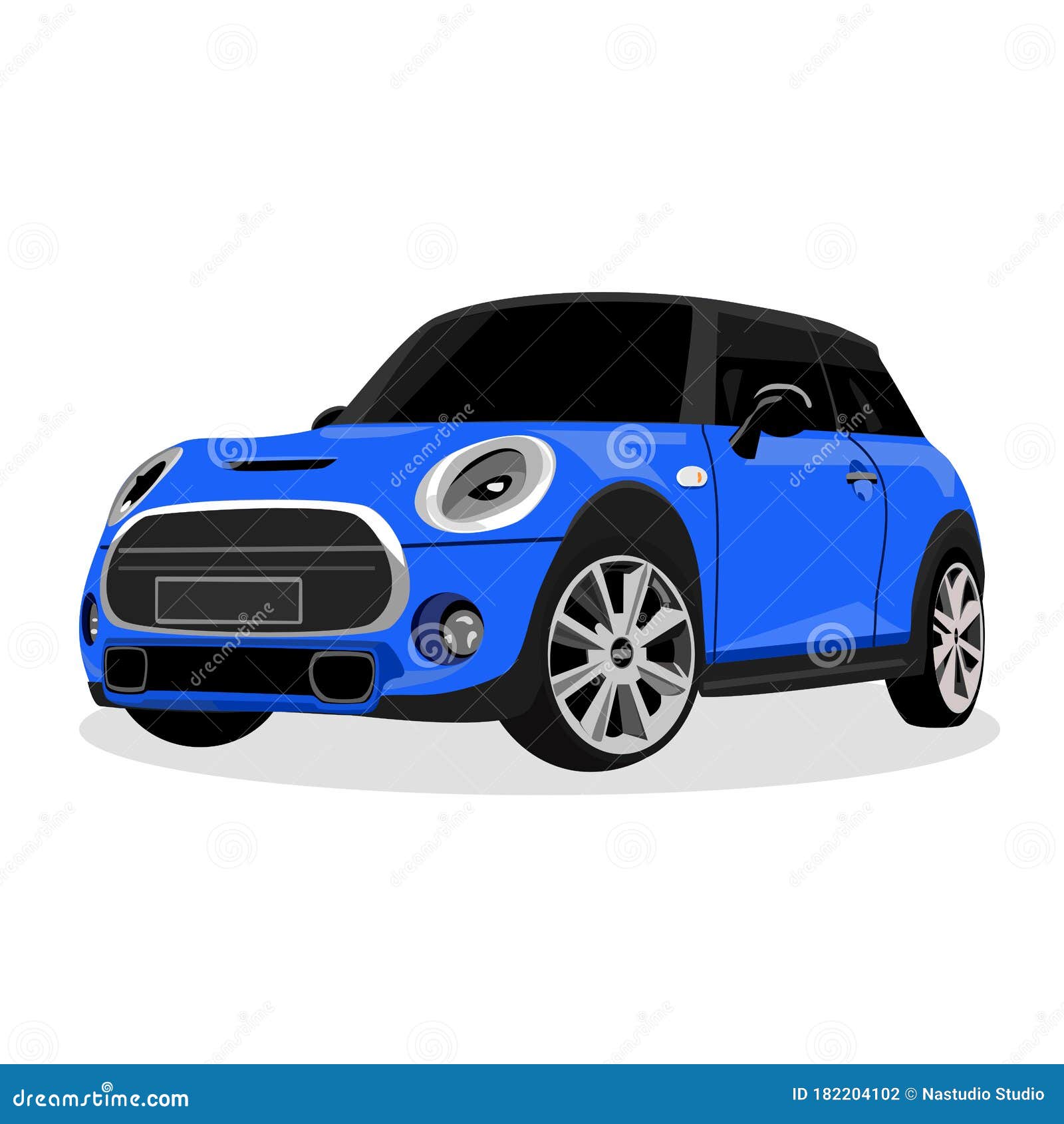 Vector Mini Car Blue on White Background Stock Vector - Illustration of ...