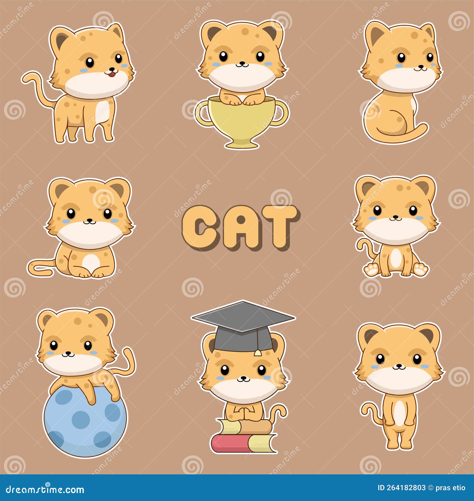 Mini cat stock image. Illustration of adorable, happy - 264182803