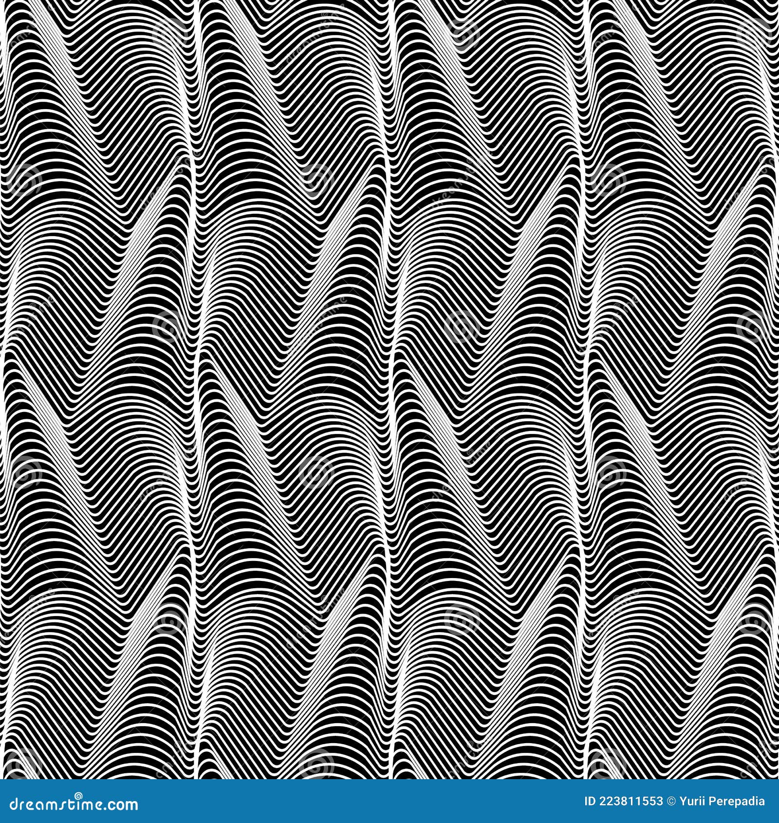 Vector Minimal Black White Seamless Pattern. Abstract Moire Texture of ...