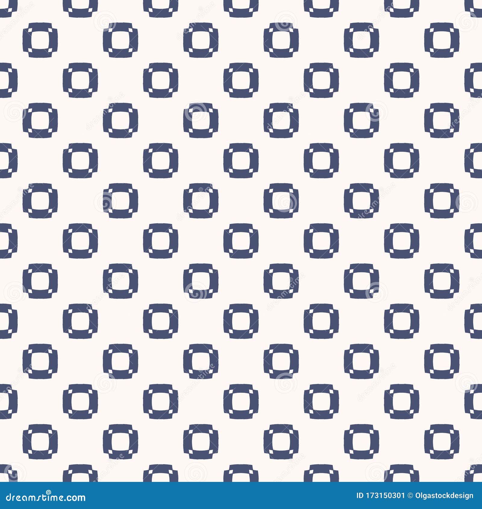 Vector Minimal Geometric Seamless Pattern with Square Shapes. Blue and ...