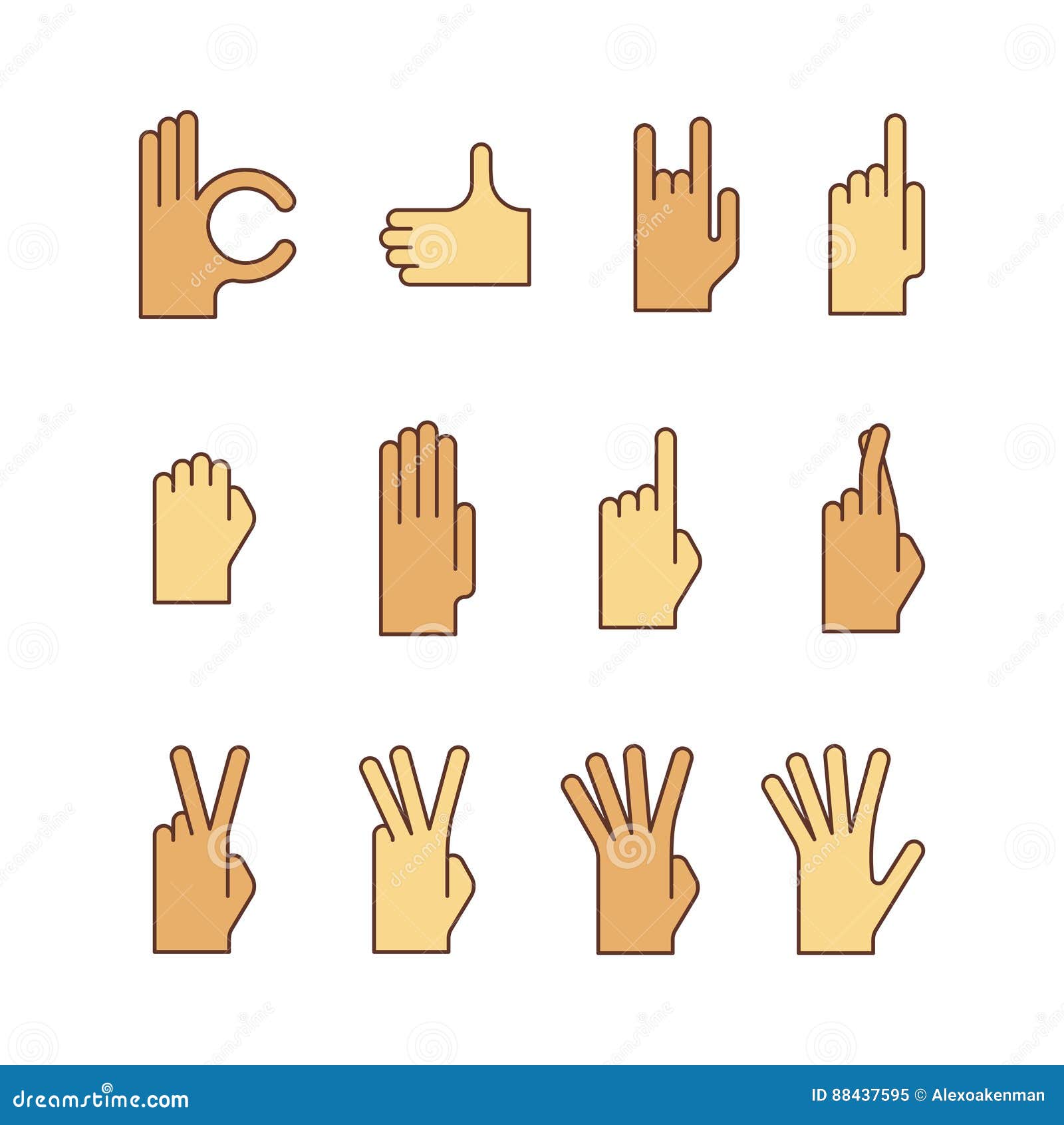 Vector Minimal Lineart Flat Hand Gestures Iconset Stock Vector ...