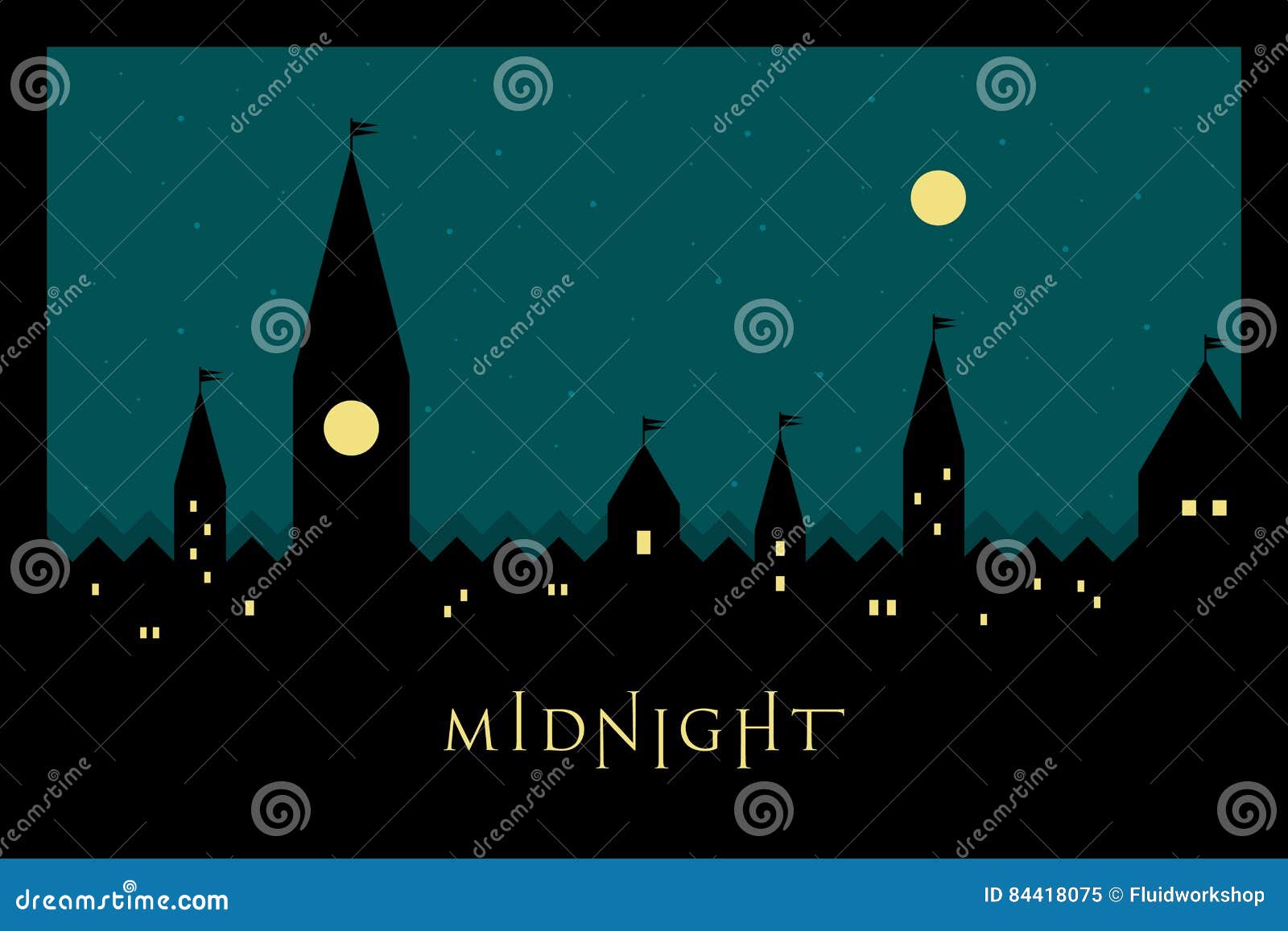 Vector Minimal Poster: Midnight Stock Vector - Illustration of line ...