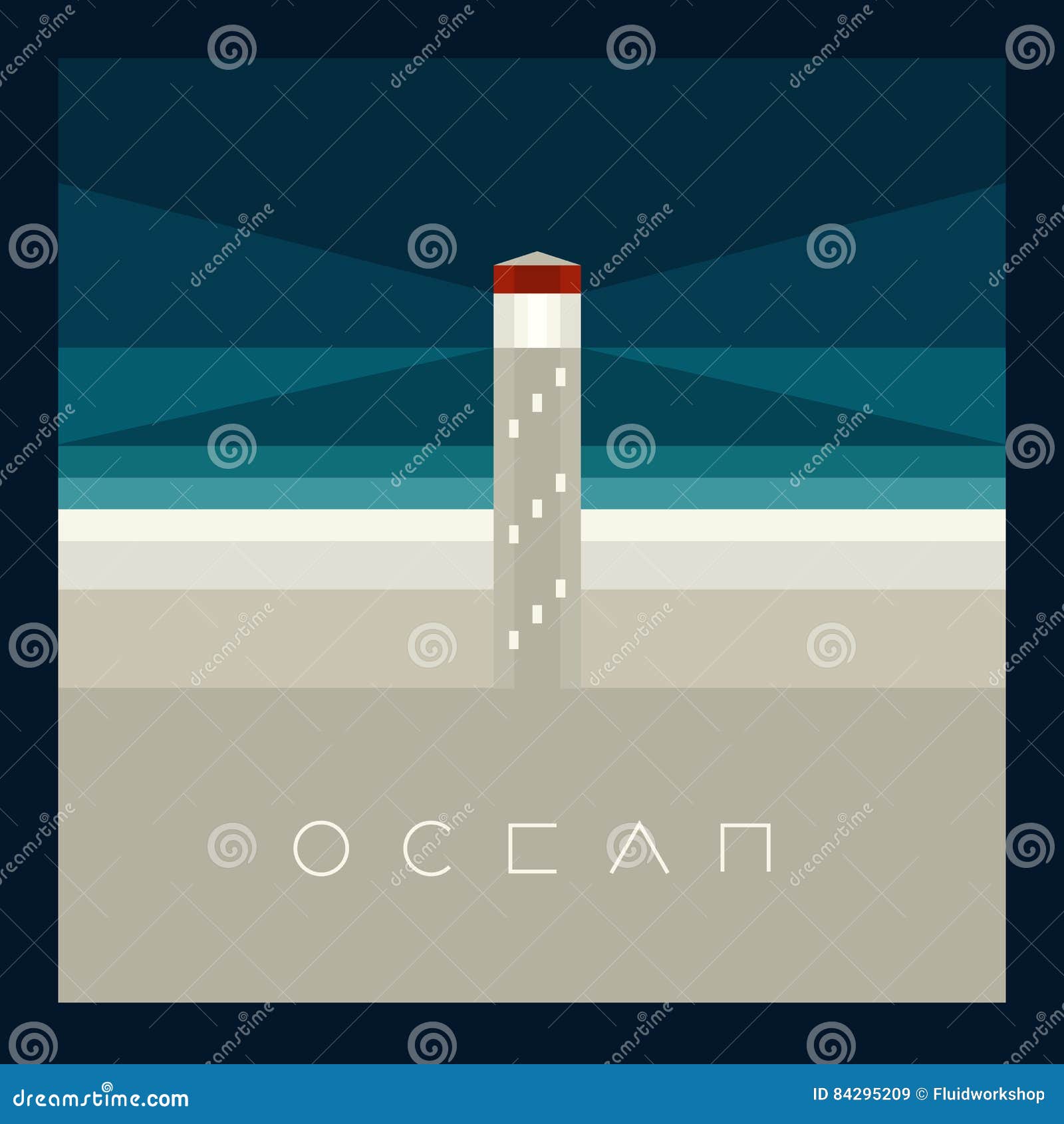 Vector Minimal Poster: Ocean Stock Vector - Illustration of clip ...