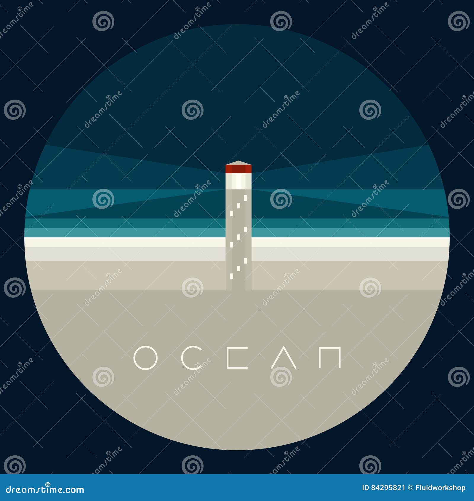 Vector Minimal Poster: Ocean Stock Vector - Illustration of retro ...