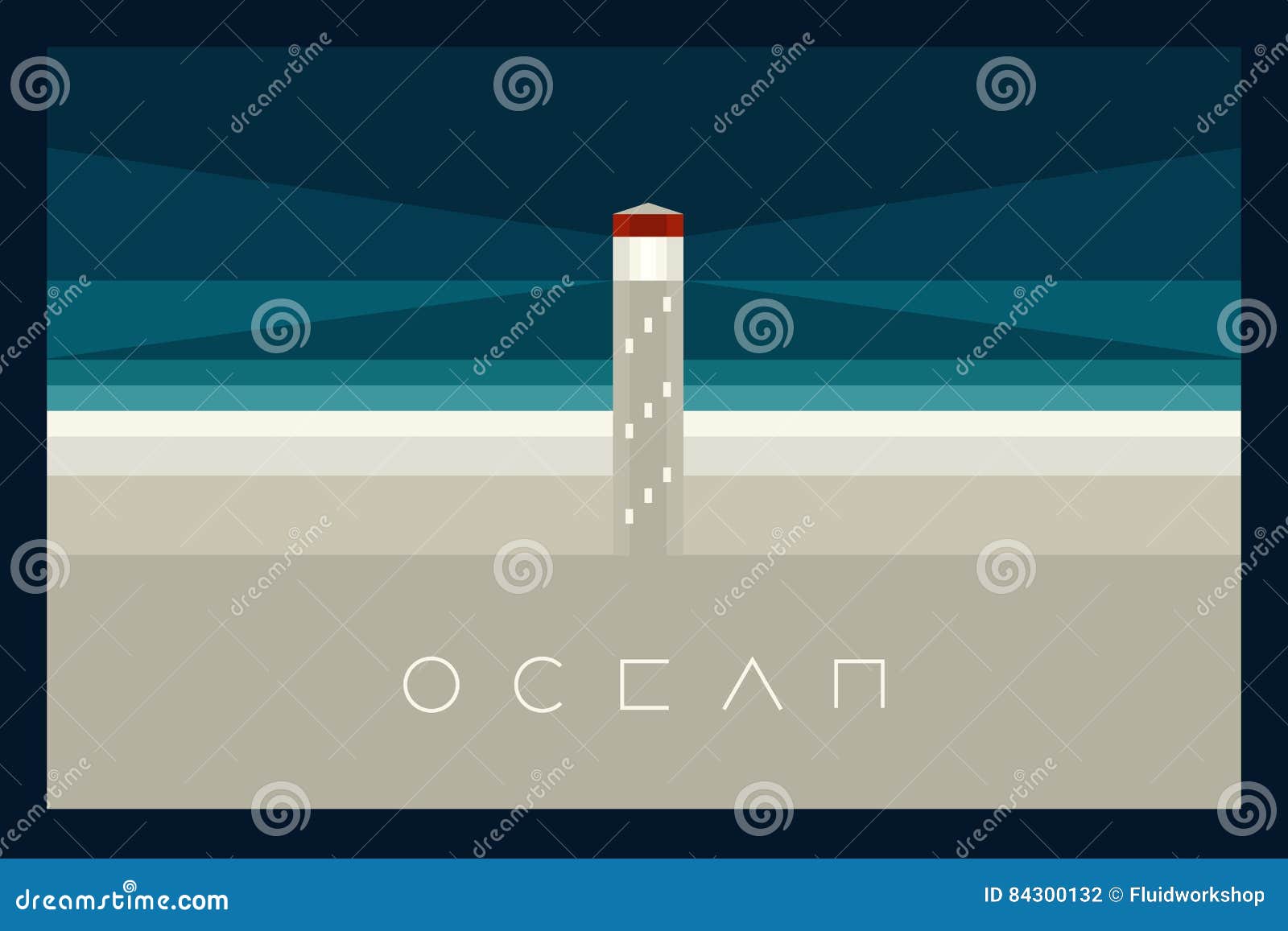 Vector Minimal Poster: Ocean Stock Vector - Illustration of creative ...