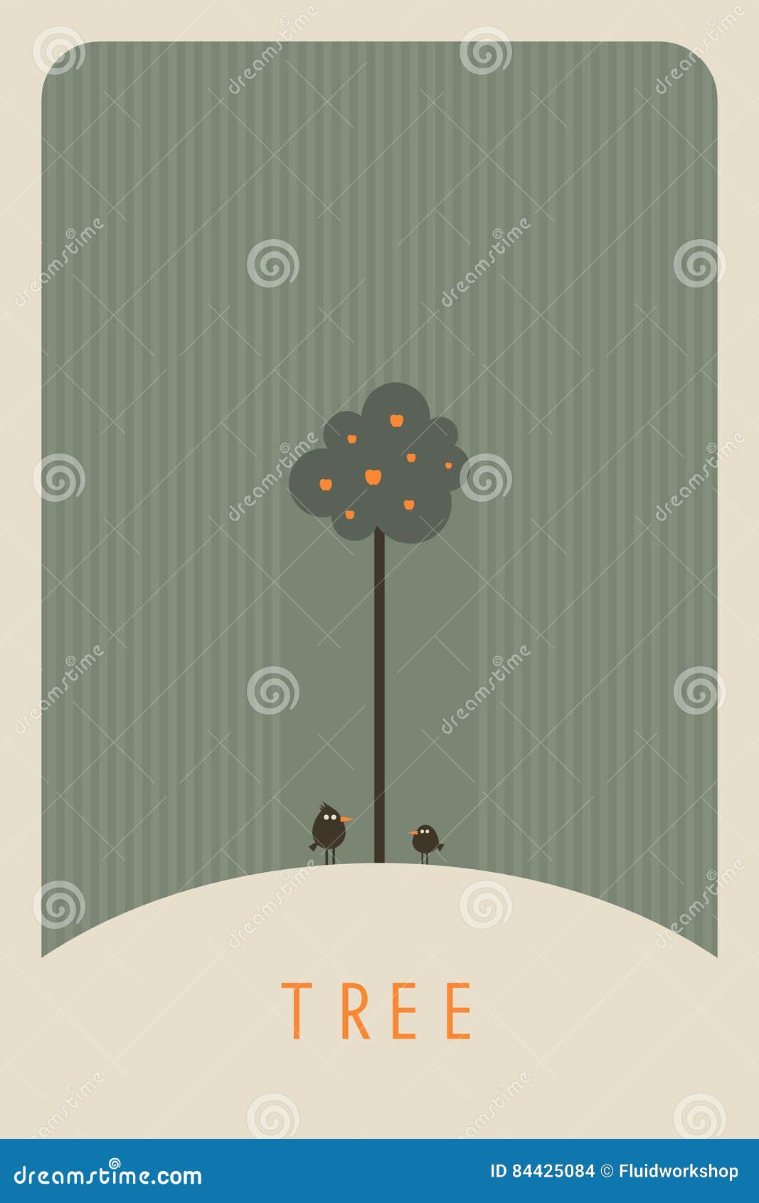 Vector Minimal Poster: Tree Stock Vector - Illustration of fruit ...