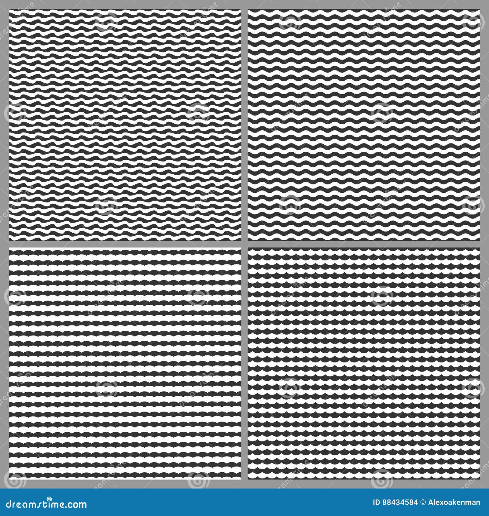 Vector Minimal Waves Seamless Texture or Pattern Set Stock Vector ...