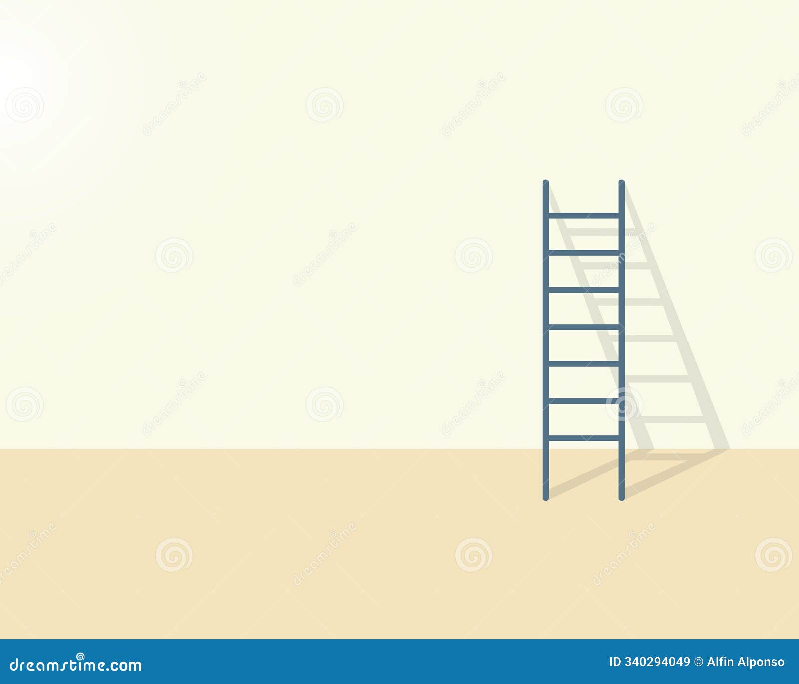 Vector Minimalist Blue Ladder on Wall Stock Illustration - Illustration ...