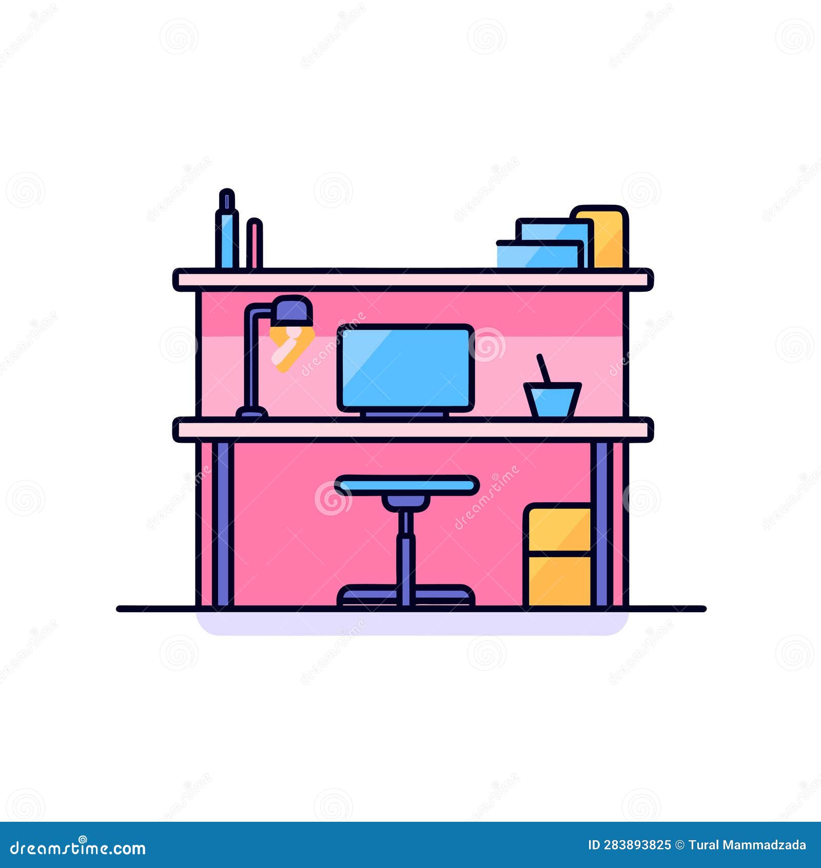 Vector of a Minimalist Desk with a Sleek Computer on Top Stock Vector ...