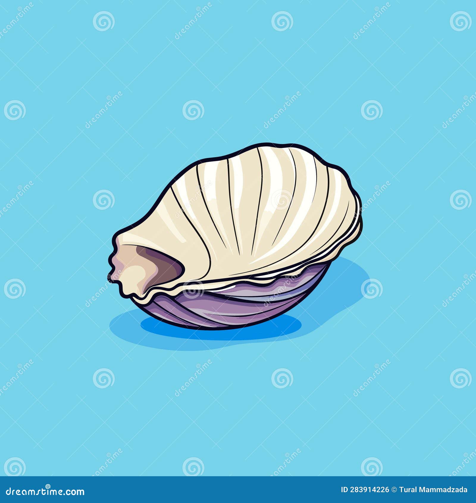Vector of a Minimalist Vector Illustration of a Sea Shell on a Vibrant ...