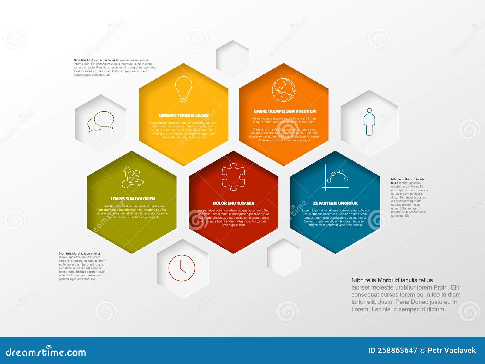 Vector Minimalist Infographic Report Template With Hexagons ... Vector Minimalist Infographic Report Template With Hexagons ...