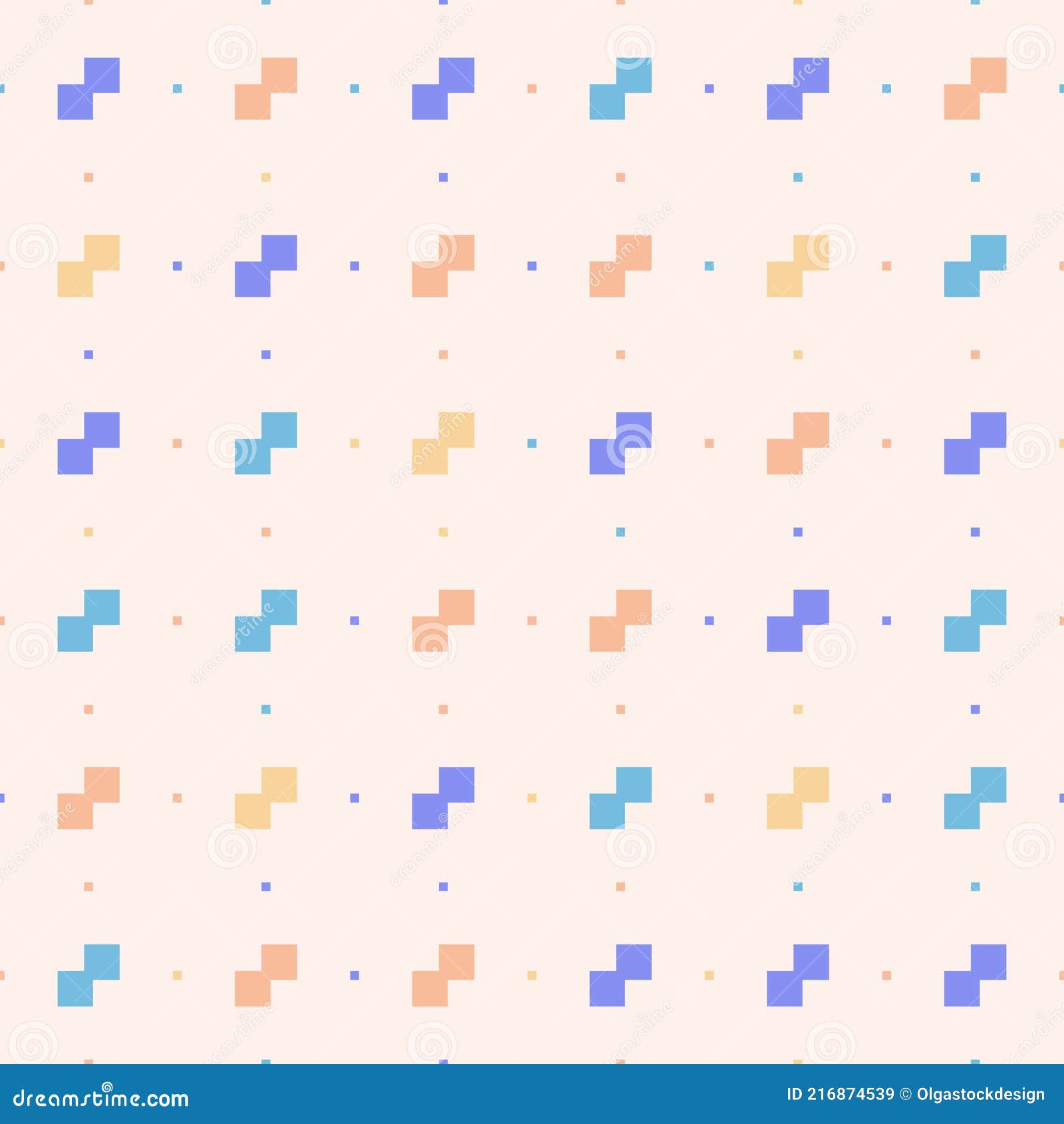 Vector Minimalist Seamless Pattern with Small Colorful Squares. Pixel ...