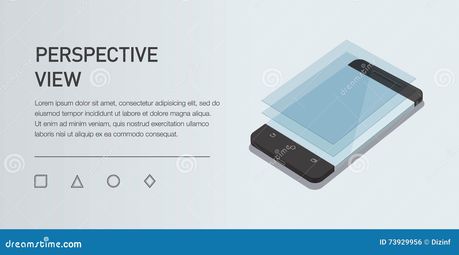 Vector Minimalistic 3d Isometric Illustration Cell Phone. Perspective ...