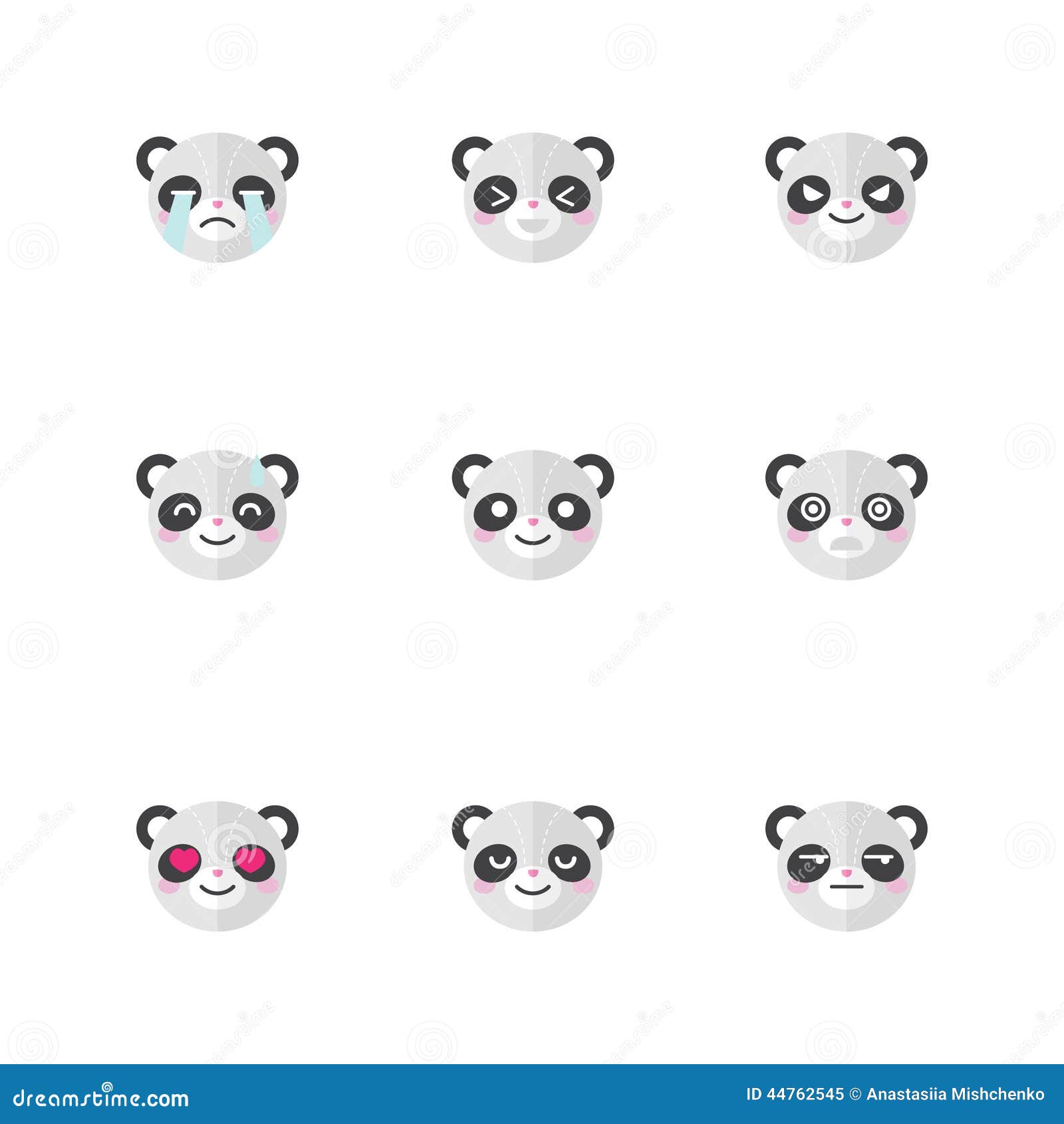 Panda Set Emotions. Vector Cartoon Style Cute Collection. Doodle Kid ...