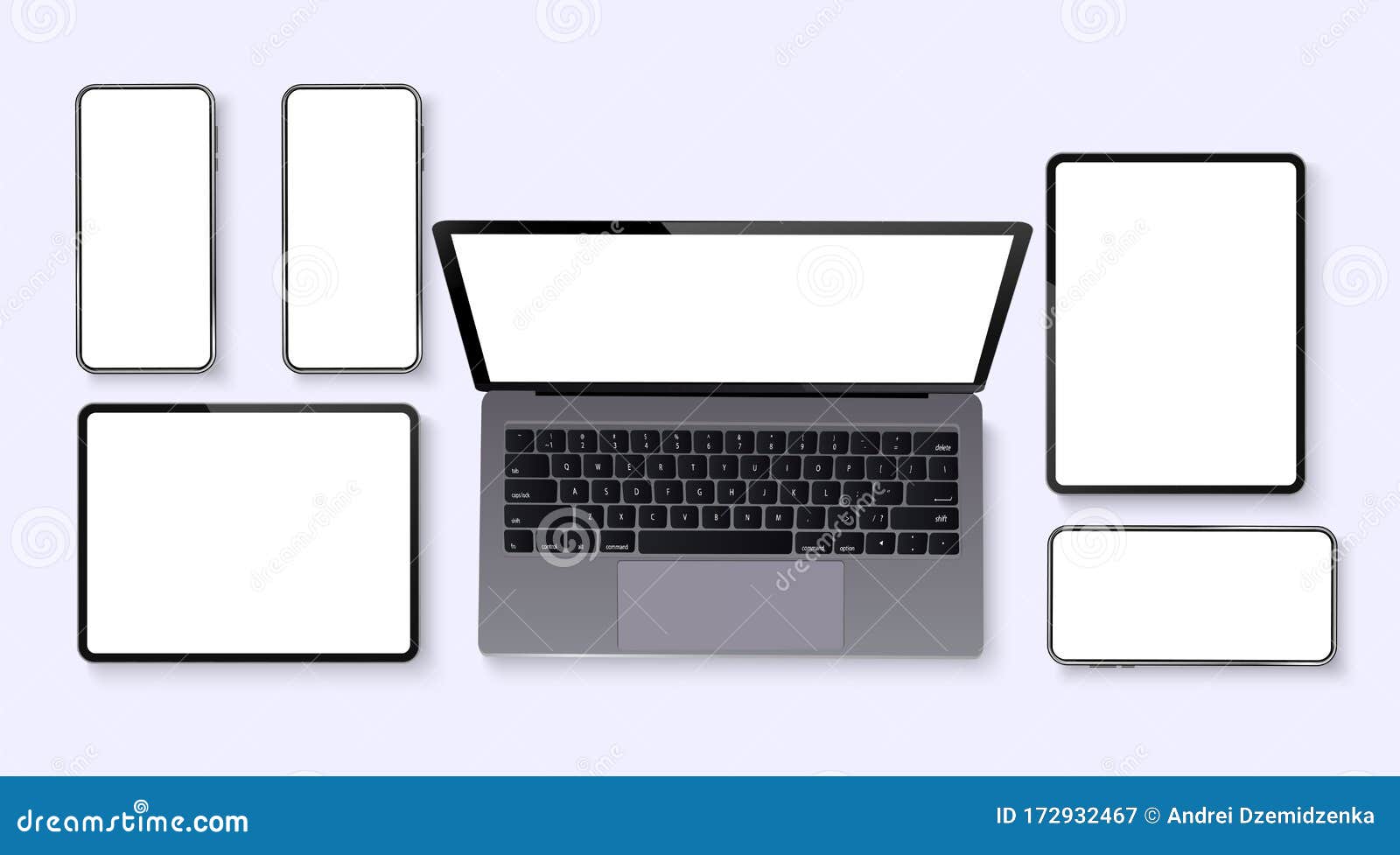 Vector Minimalistic Illustration Set Device. Smartphone, Laptop, Tablet ...