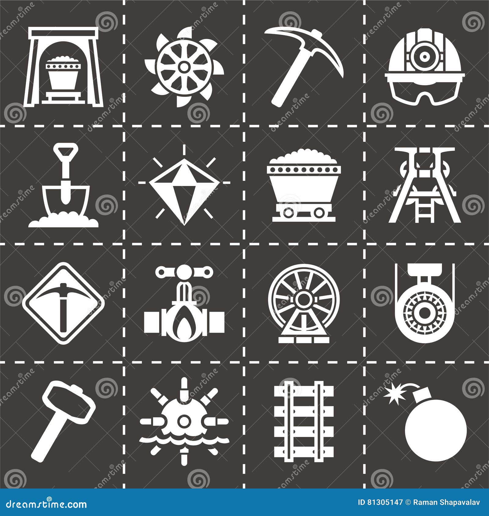 Vector Mining Icon Set | CartoonDealer.com #81305147