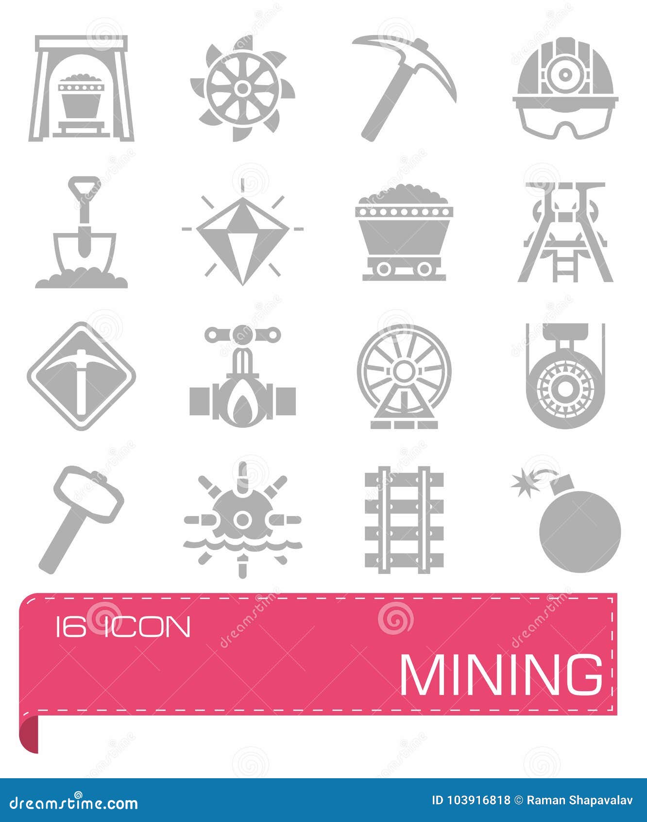 Vector Mining icon set stock vector. Illustration of pick - 103916818