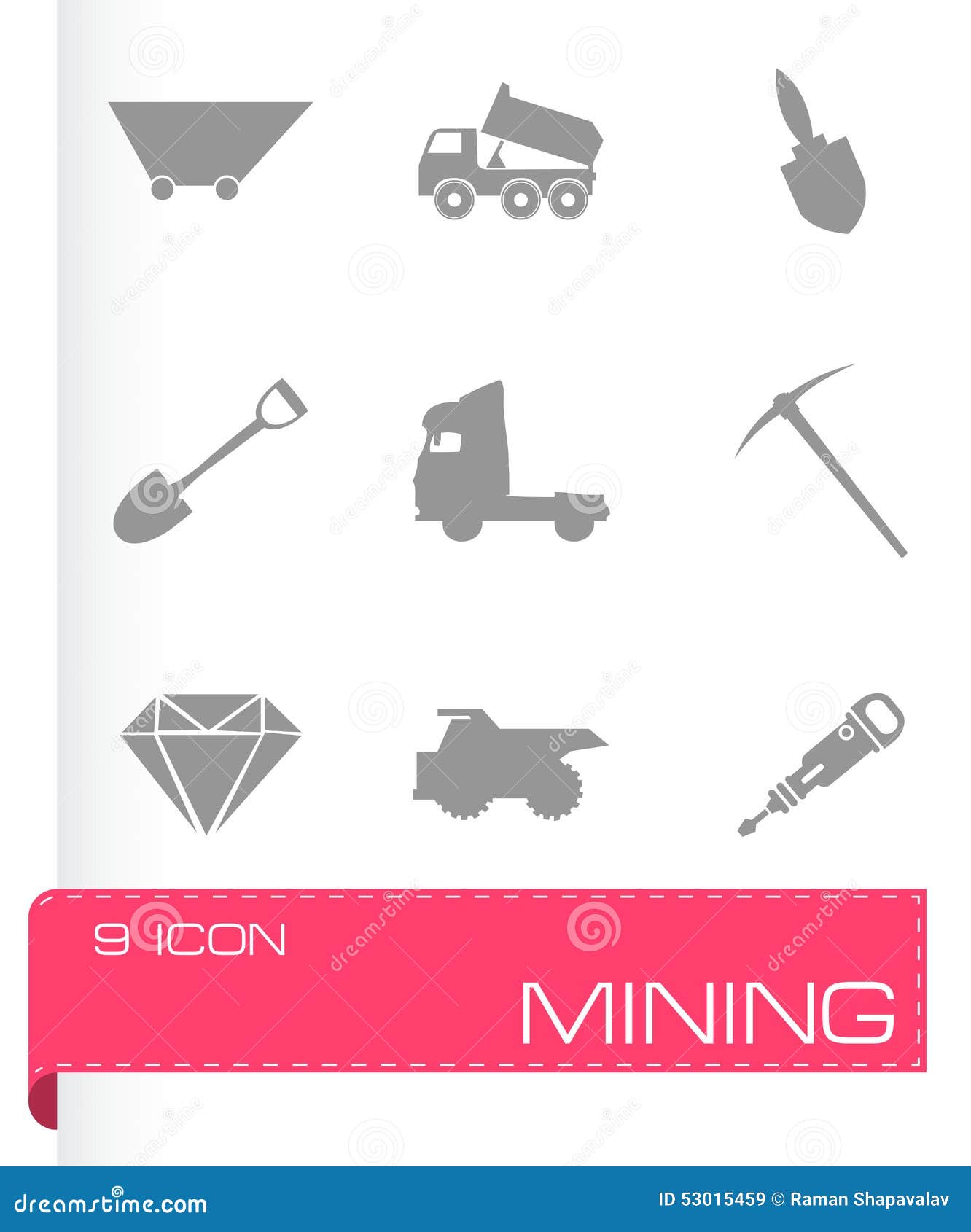 Vector mining icons set stock vector. Illustration of lamp - 53015459