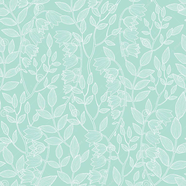 Vector Mint Green Floral Texture Seamless Pattern Stock Vector ...