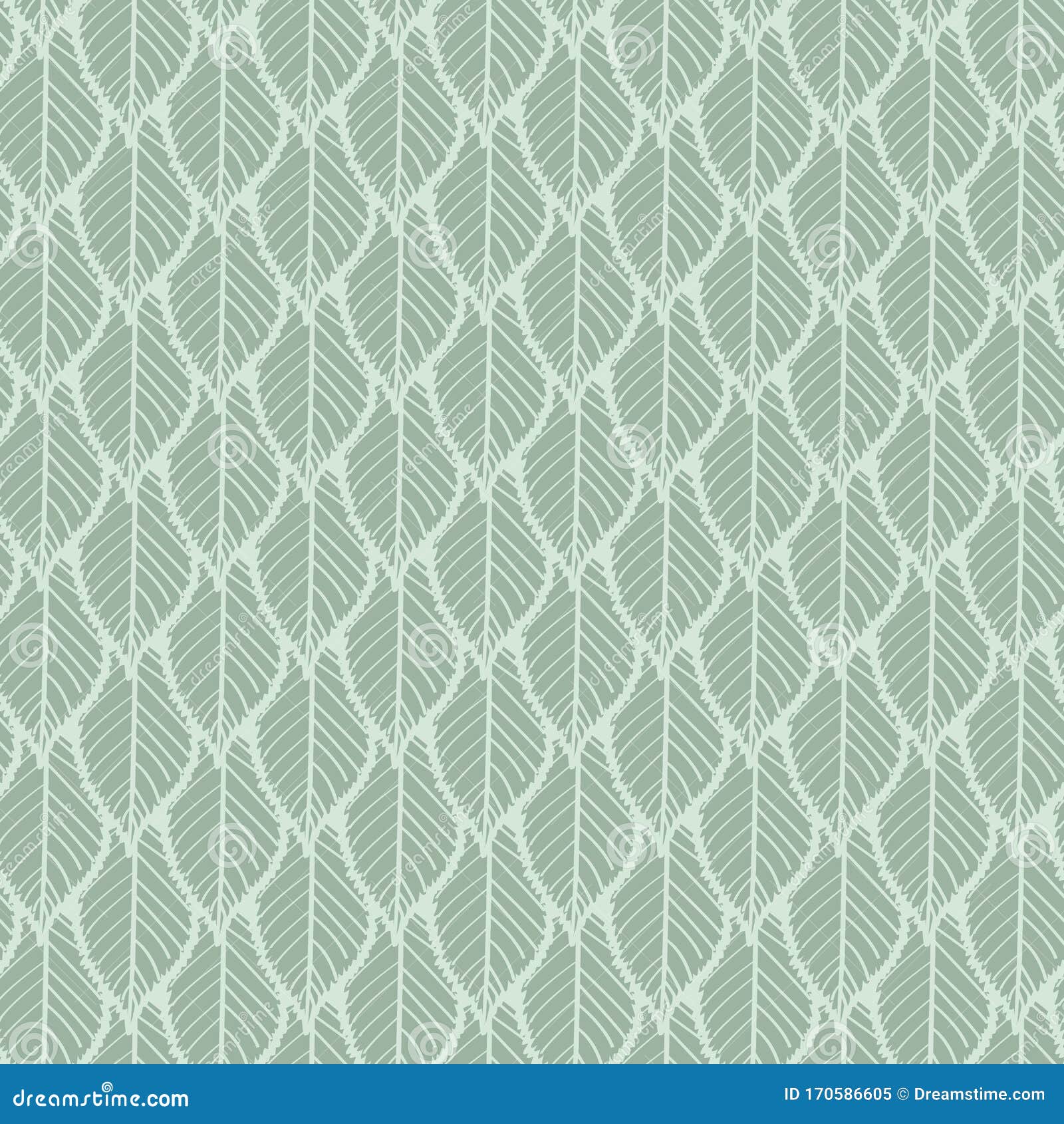Vector Mint Green Overlapping Leaves Leaf Seamless Repeat Pattern ...