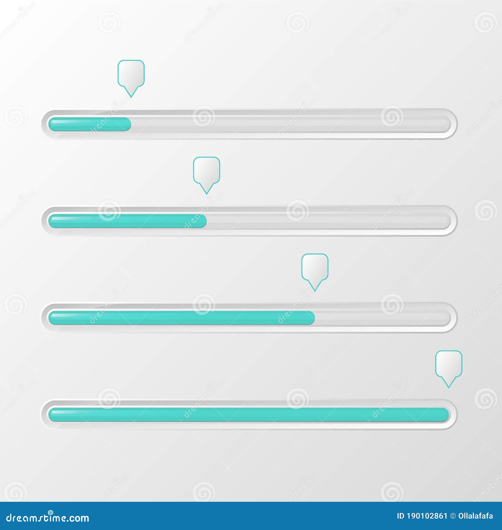Vector Mint Progress Bars on Gray Background. Stock Vector ...