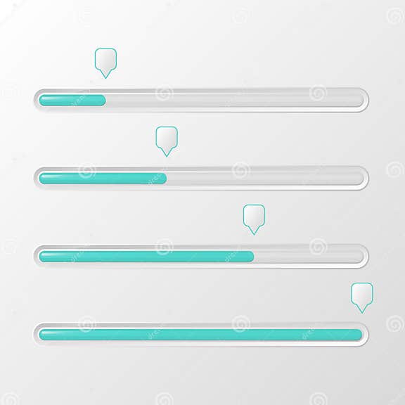 Vector Mint Progress Bars on Gray Background. Stock Vector ...