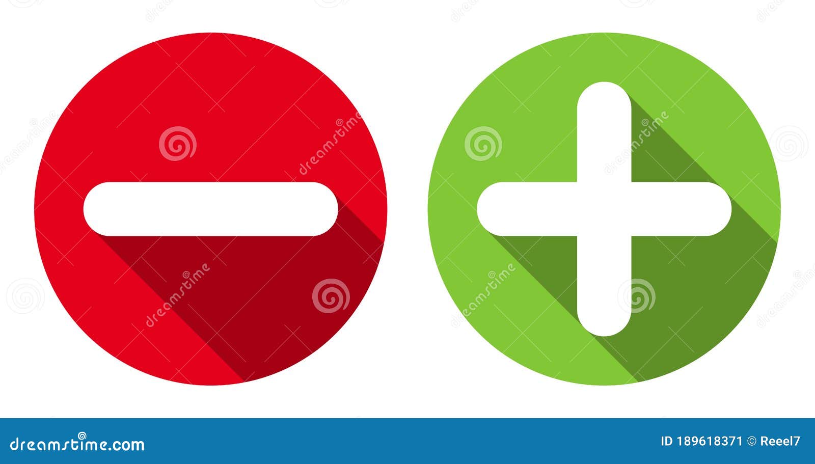 Vector Minus & Plus Signs Icons, Flat Round Buttons Set. Stock Vector ...