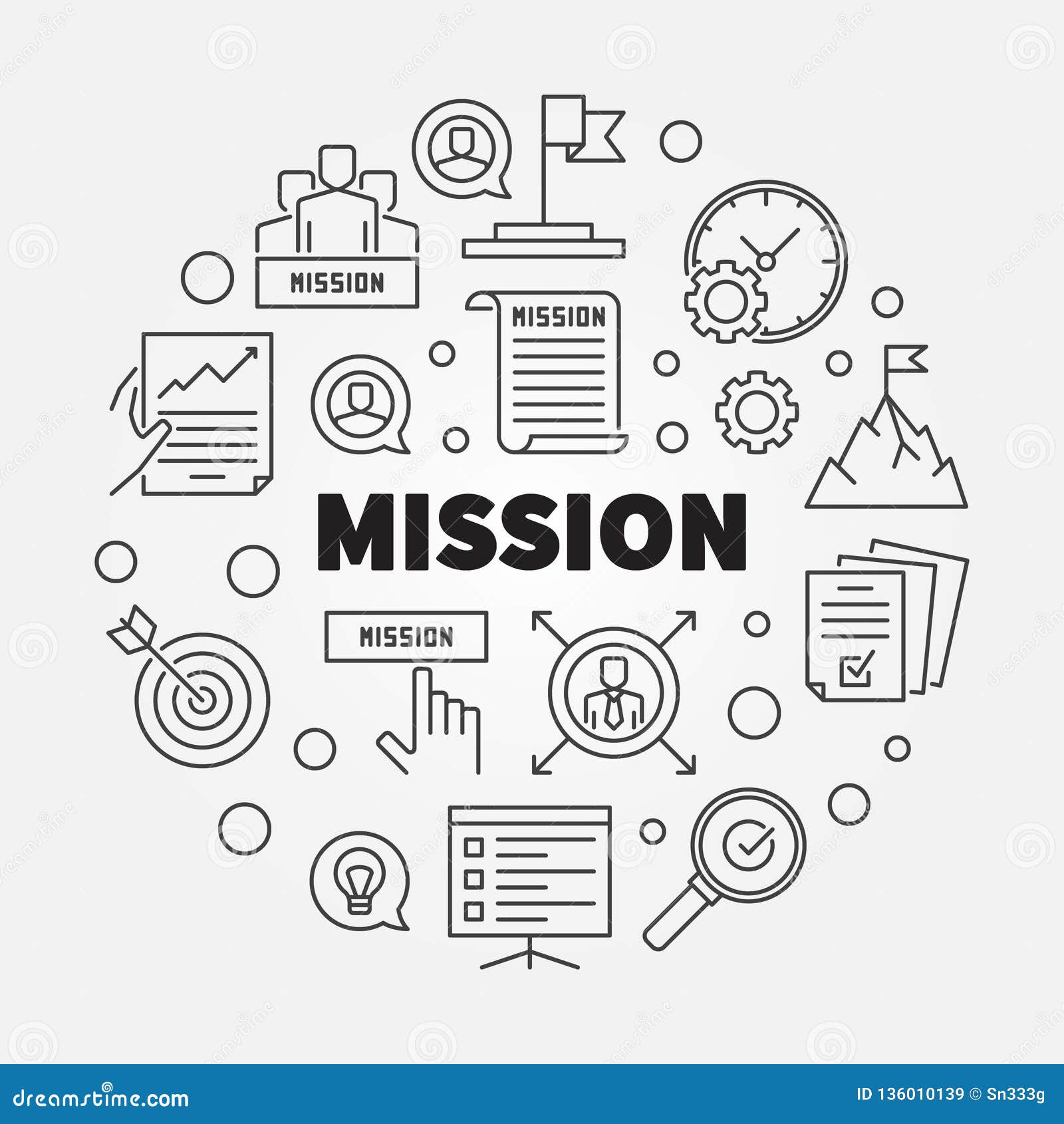 Vector Mission Concept Outline Round Illustration Stock Vector ...