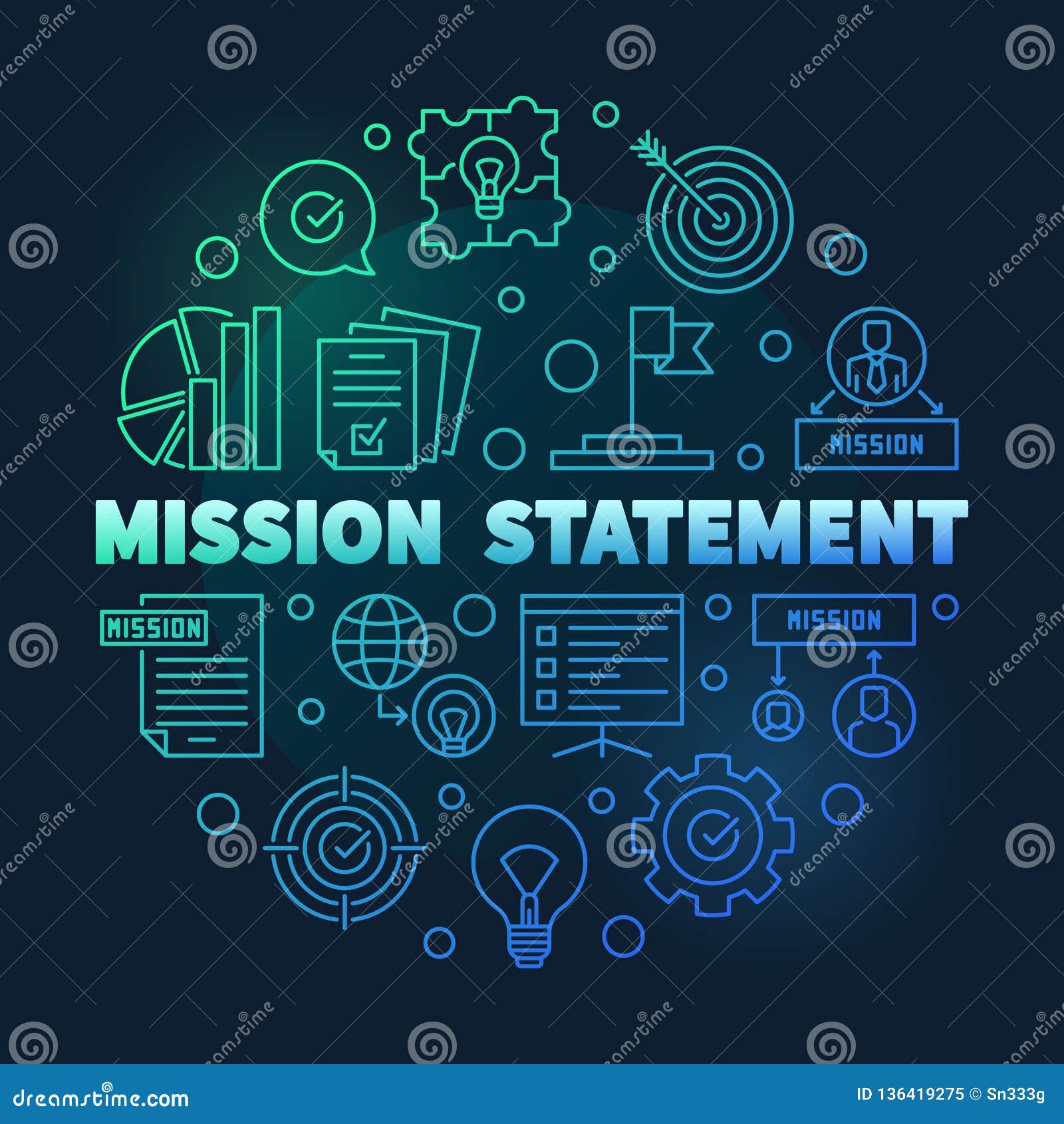 Vector Mission Statement Round Blue Outline Illustration Stock Vector ...