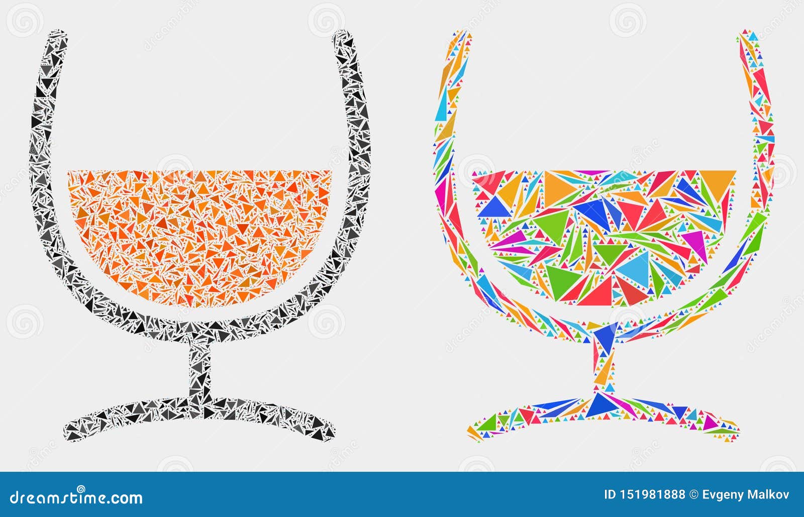 Vector Mixture Glass Mosaic Icon of Triangle Items Stock Vector ...