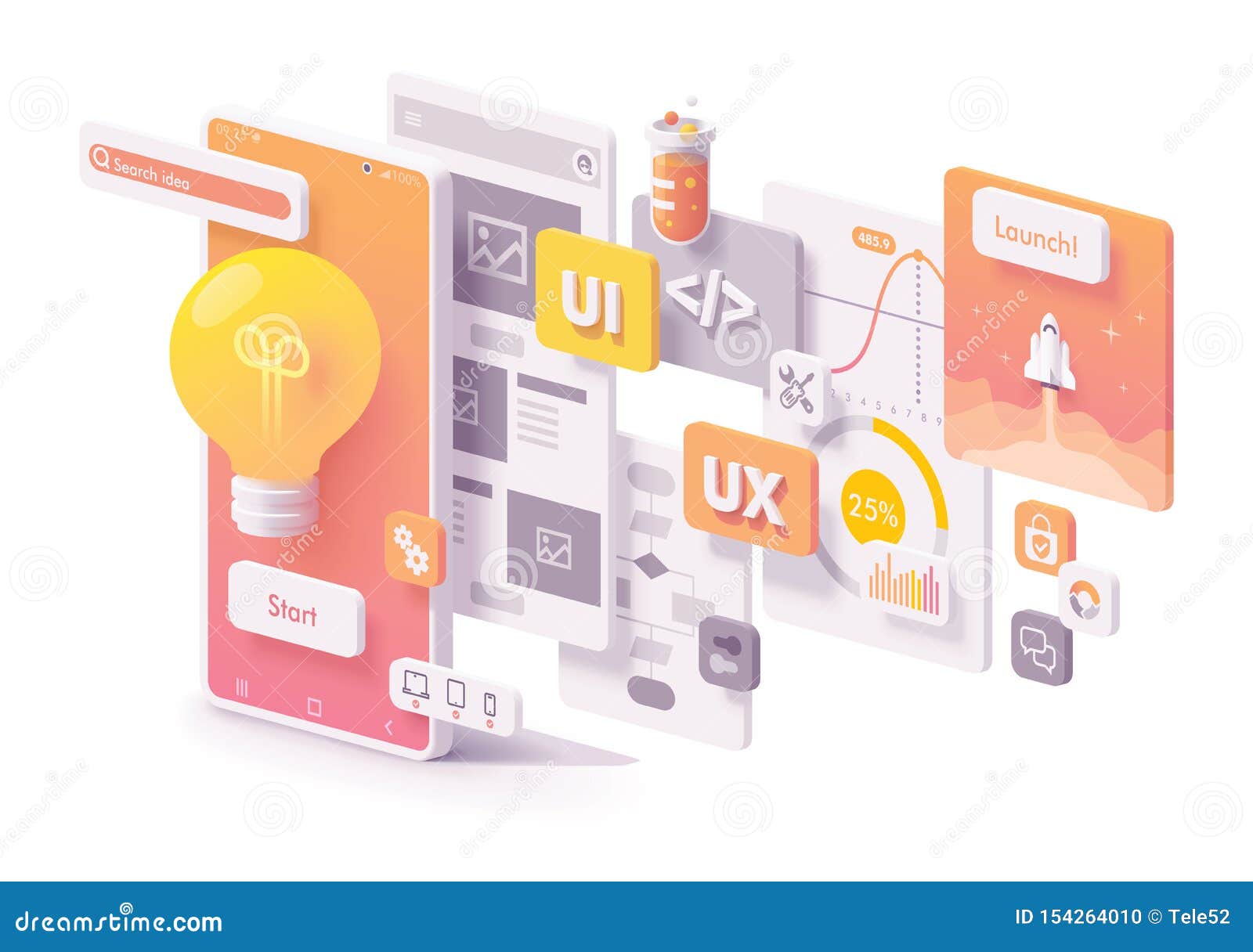 Vector Mobile App Development Concept Stock Vector - Illustration of ...