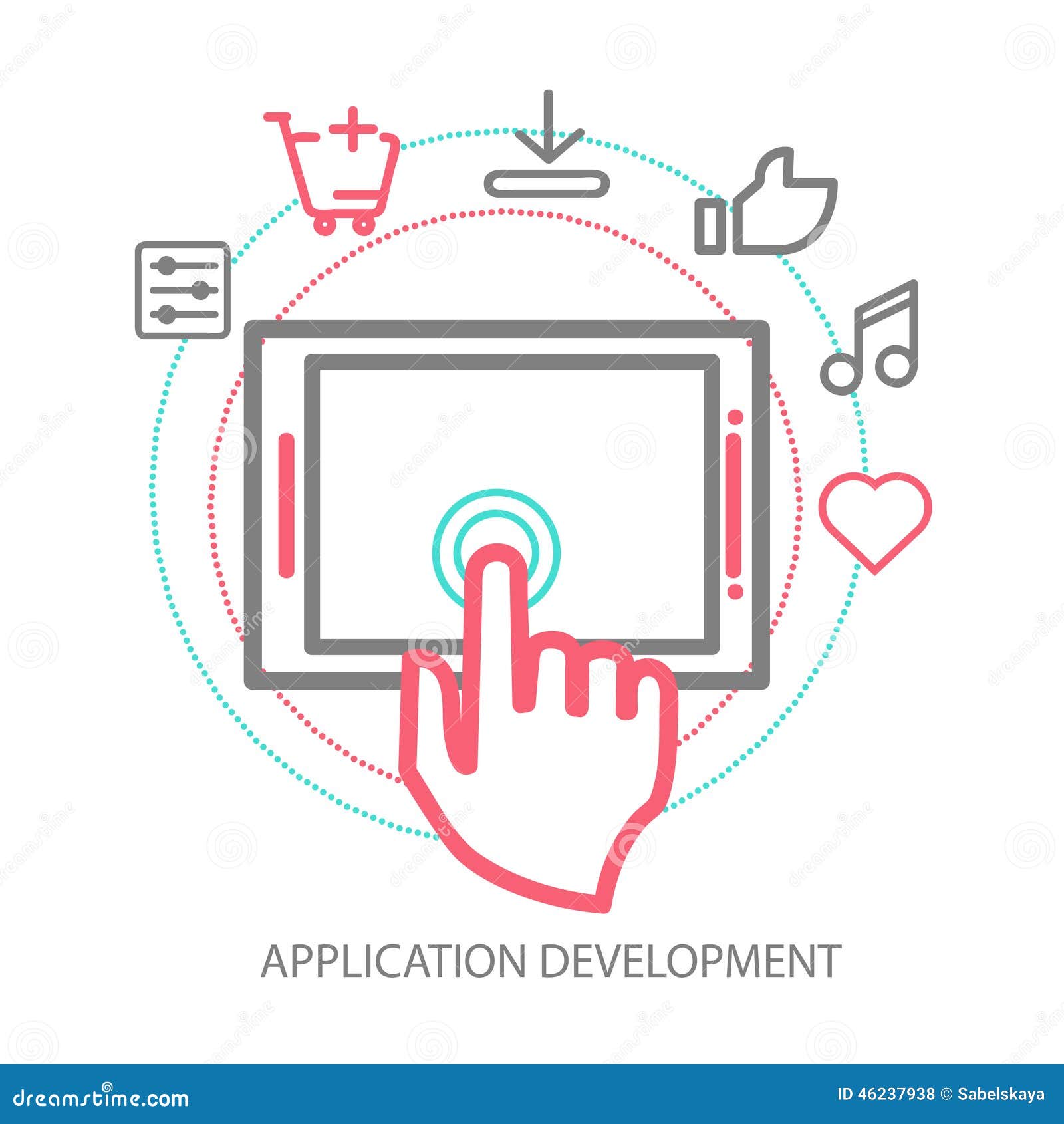 Vector Mobile App Development Concept, Line Stock Vector - Illustration ...
