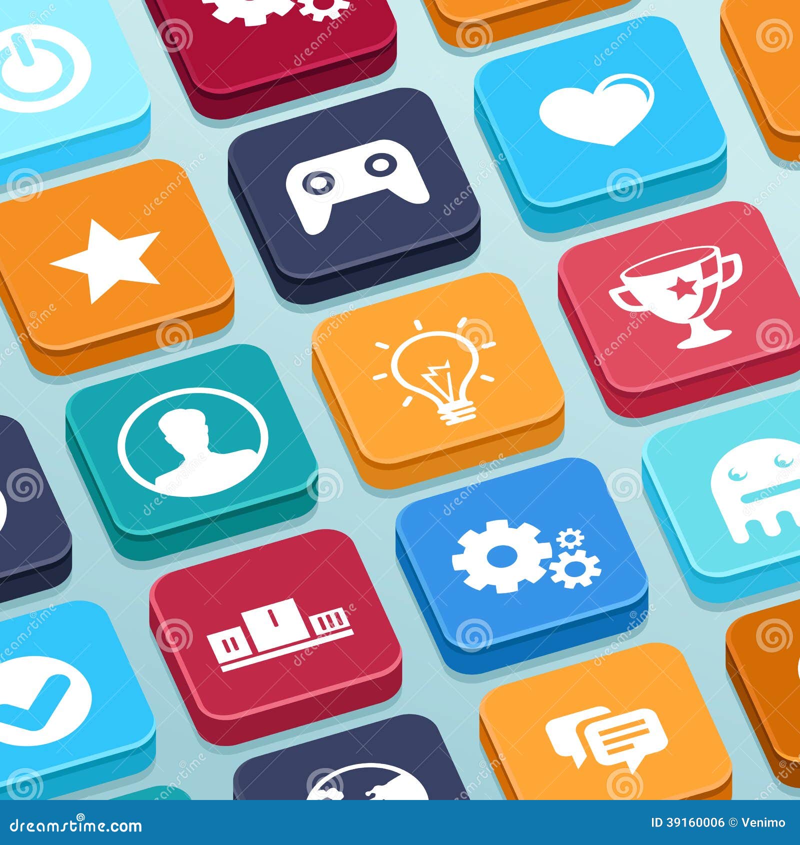 Vector Mobile App Game - Buttons in Flat Style Stock Vector ...