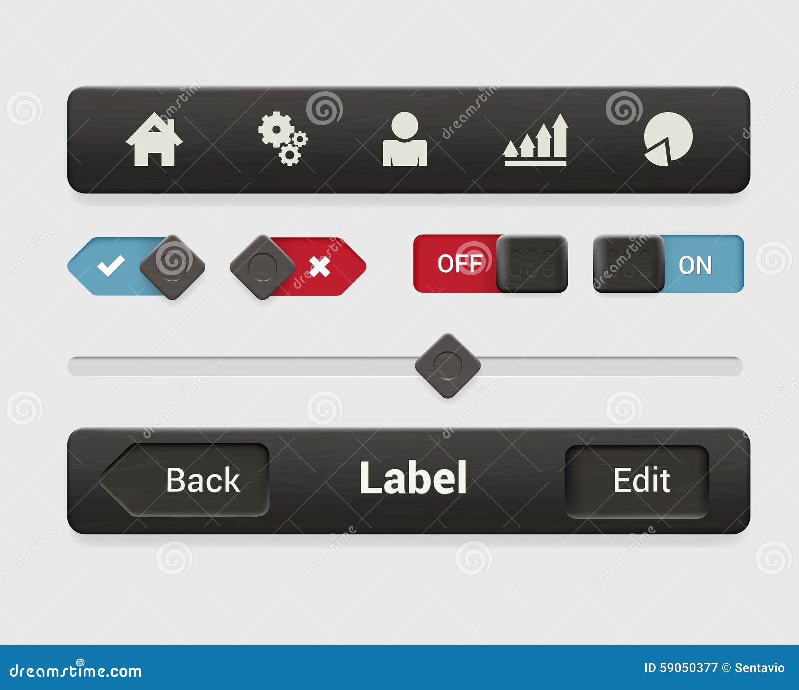 Vector Mobile App Tablet Interface: Menu, Button, on Off, Slider Stock ...