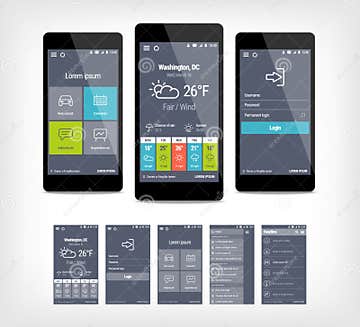 Vector Mobile App Ui Set of Modern Design. Stock Vector - Illustration ...