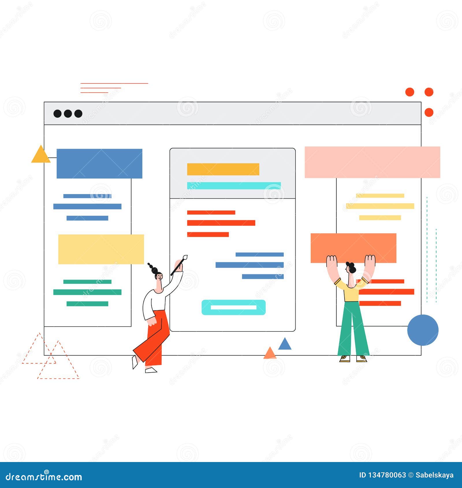 Vector Mobile Apps Development Girl, Man Laptop Stock Vector ...