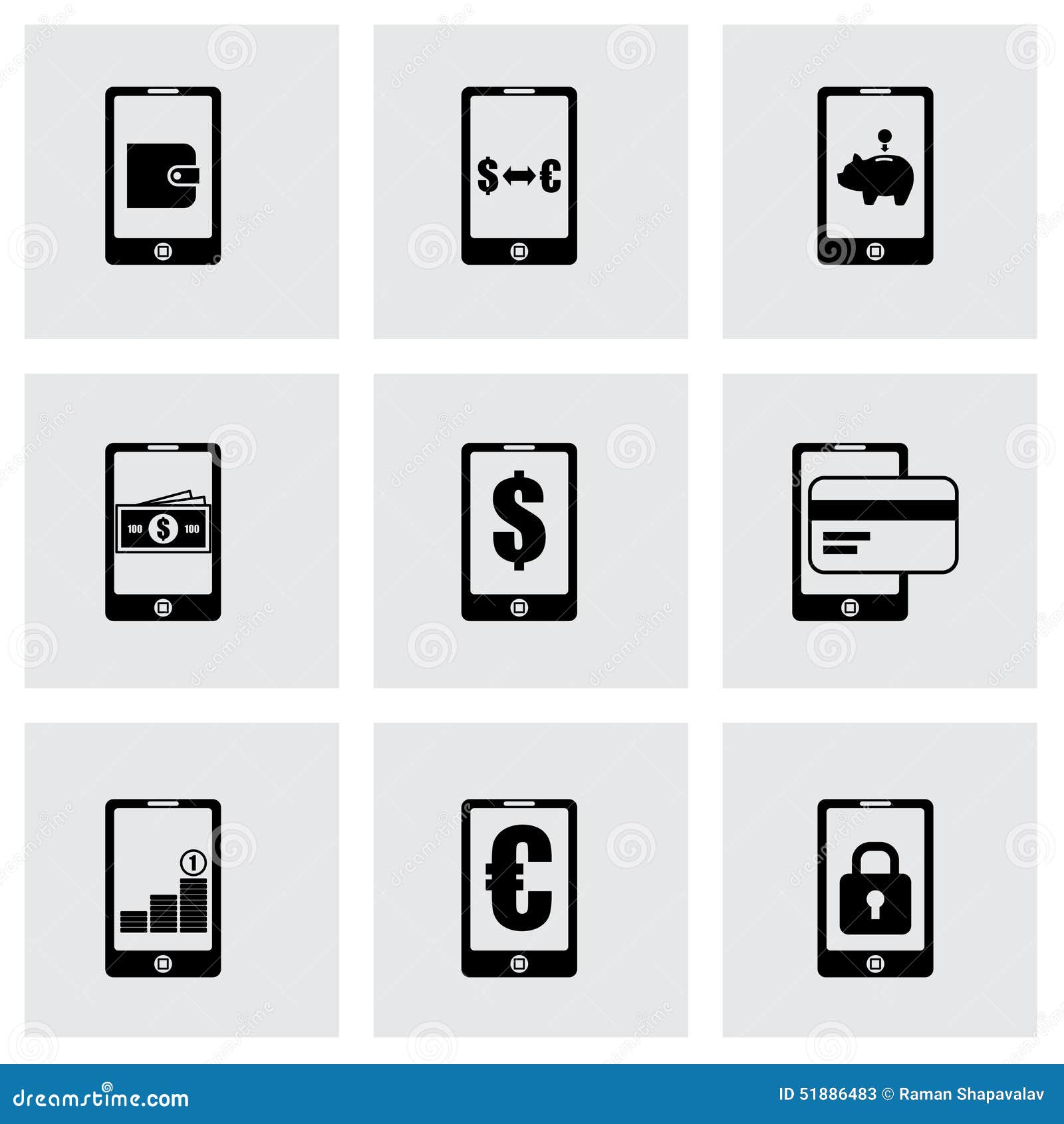 Vector Mobile Banking Icon Set Stock Vector - Illustration of credit ...