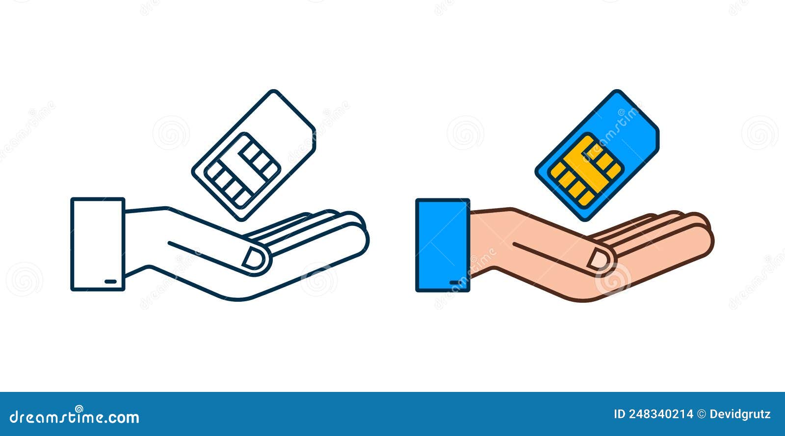 Vector Mobile Cellular Phone Sim Card in Hands. Chip Isolated on White ...