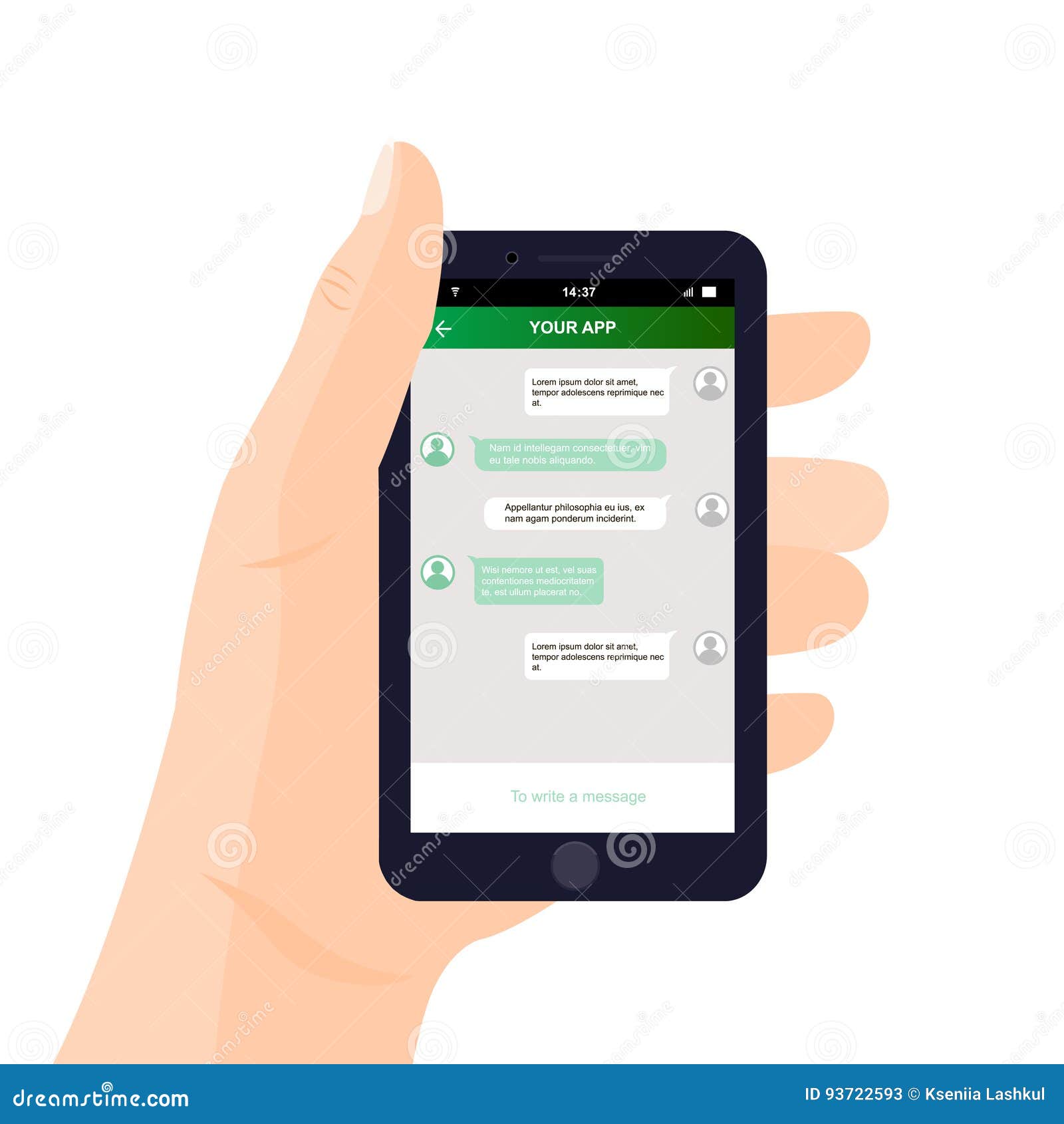 Vector Mobile Chat App Interface Design. Stock Vector - Illustration of ...