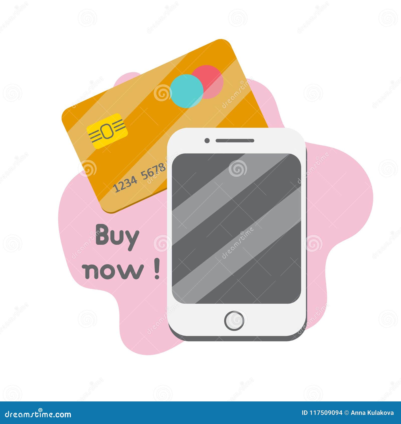 Mobile Purchases Icons - Credit Card, Cell Phone Stock Illustration ...