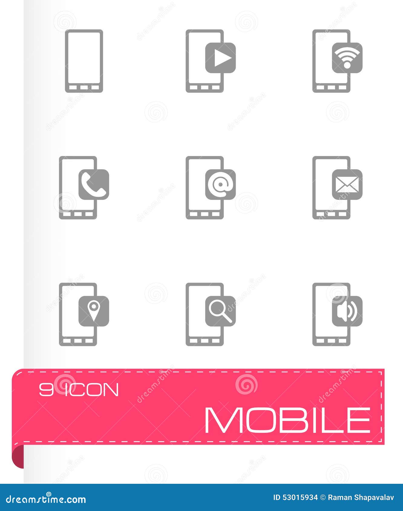 Vector mobile icon set stock vector. Illustration of media - 53015934