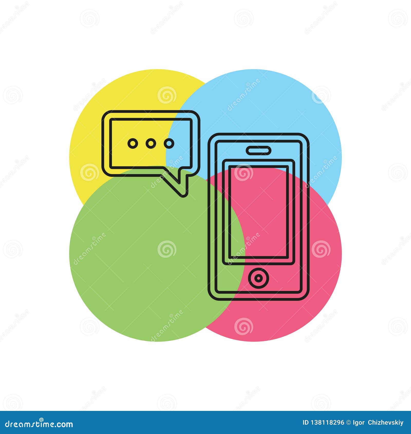 Vector Mobile Icon with Text Message Stock Illustration - Illustration ...